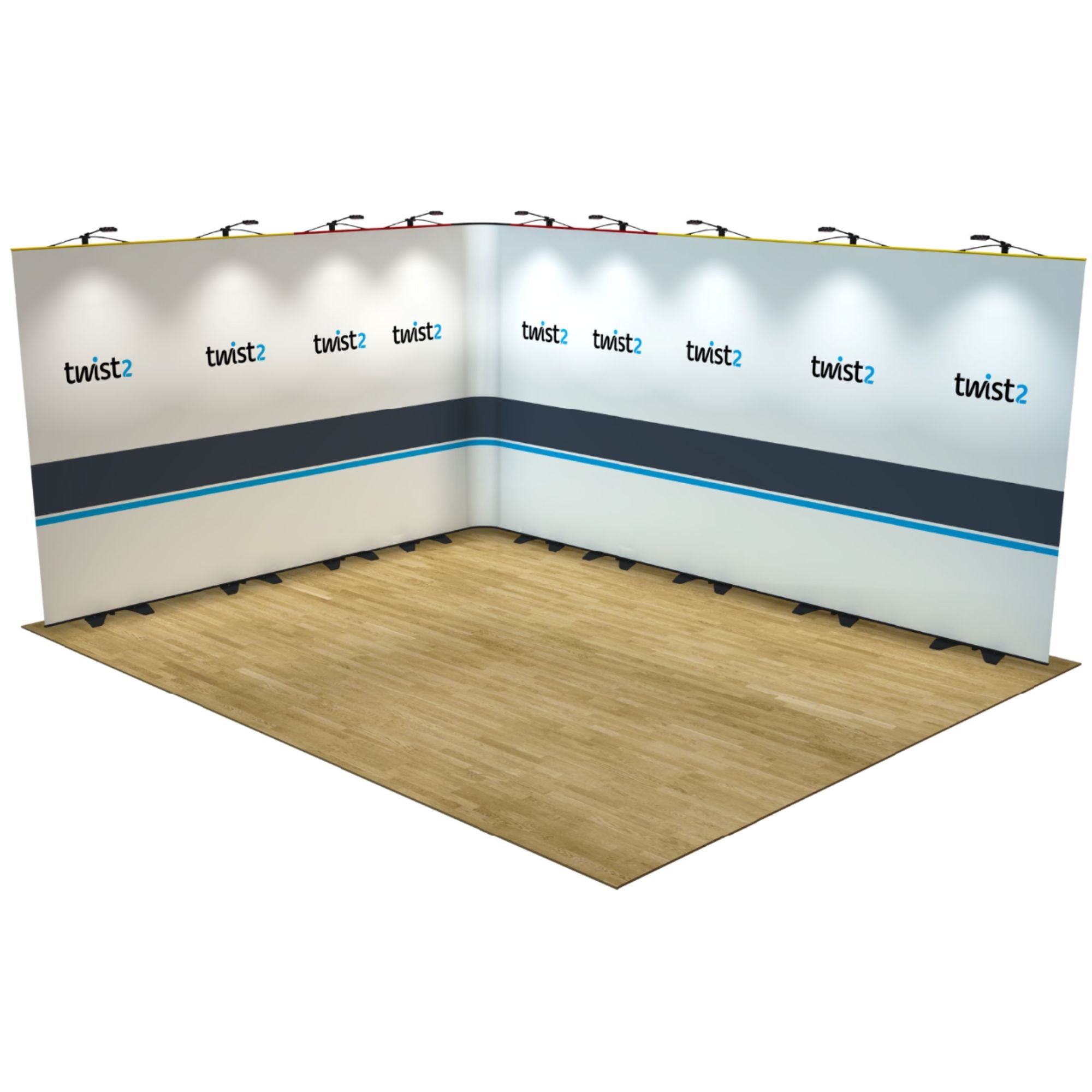 Twist2 | 5m x 4m Modular Exhibition Stand | L-Shape – Display Wizard