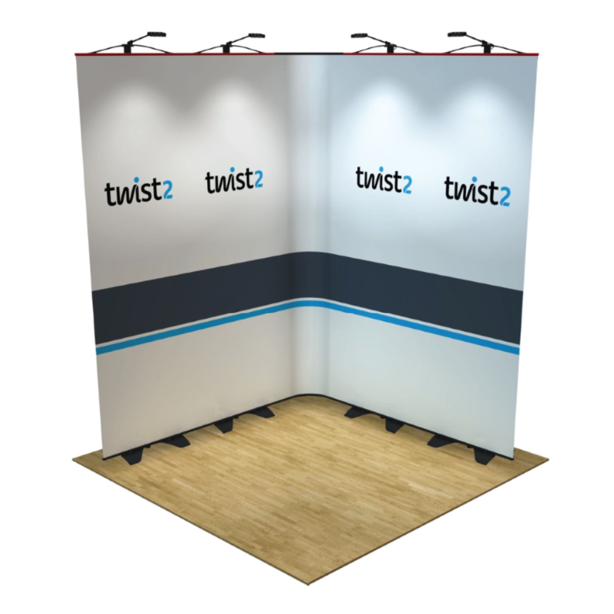 Twist2 | 2m x 2m Modular Exhibition Stand | L-Shape – Display Wizard